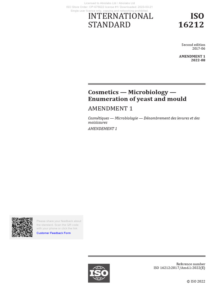 ISO 16212 2017 Amd 1 2022 (En) | PDF | International Organization For ...
