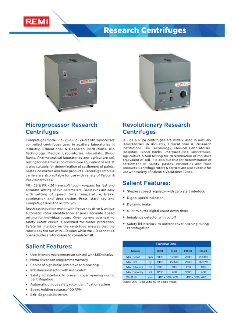 Remi Centrifuge | PDF