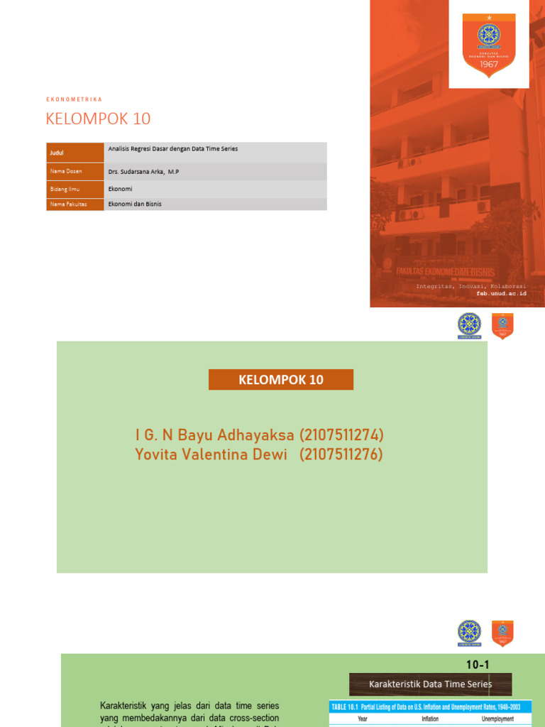 KLP 10 - Basic Regression Analysis With Time Series Data - Ekonomet | PDF