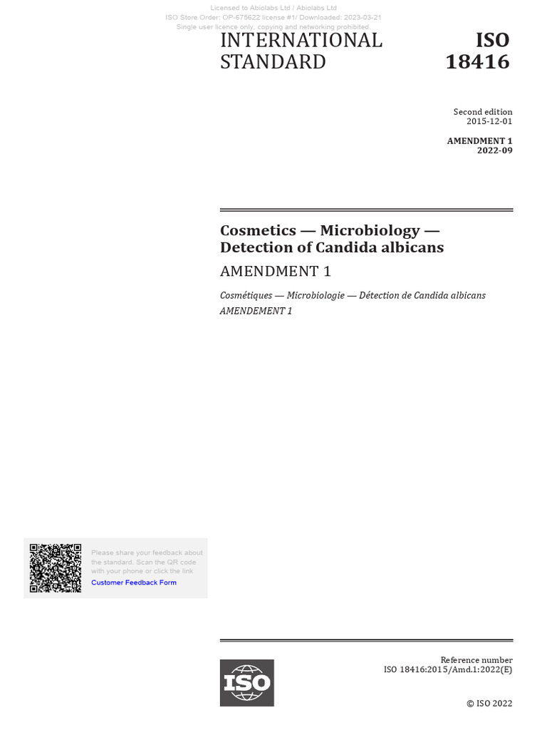 ISO 18416 2015 Amd 1 2022 (En) | PDF | International Organization For ...