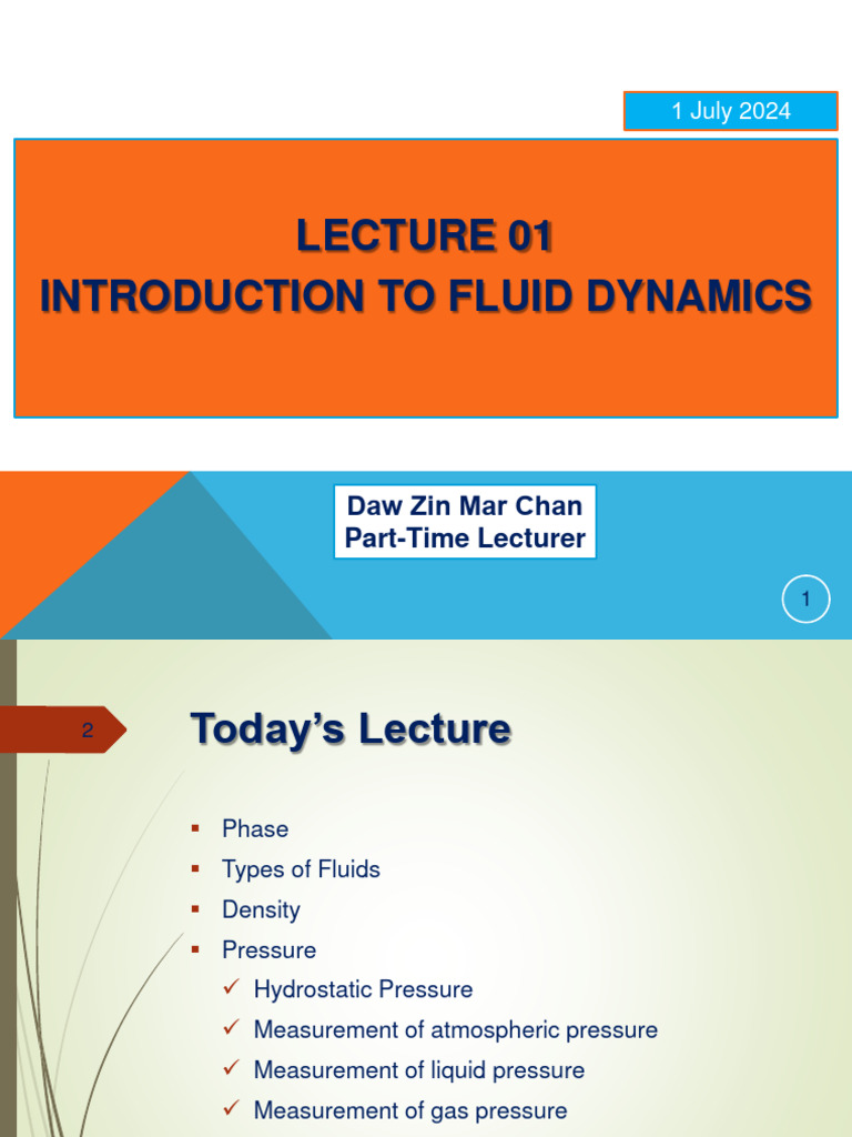 Fluid Dynamics Lecture 01 V2 | PDF | Pressure Measurement | Pressure
