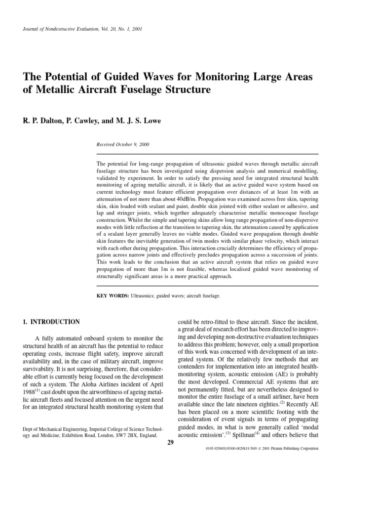 The Potential of Guided Waves For Monitoring Large Areas of Metallic ...