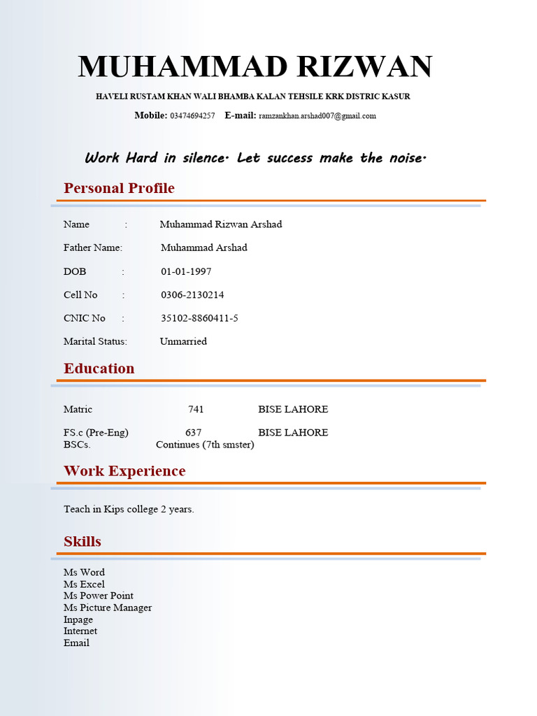 Rizwan CV | PDF