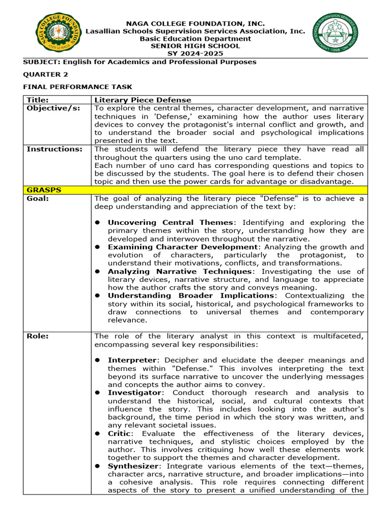 Grasps Format Quater 4 Eapp | PDF | Narrative | Cognition