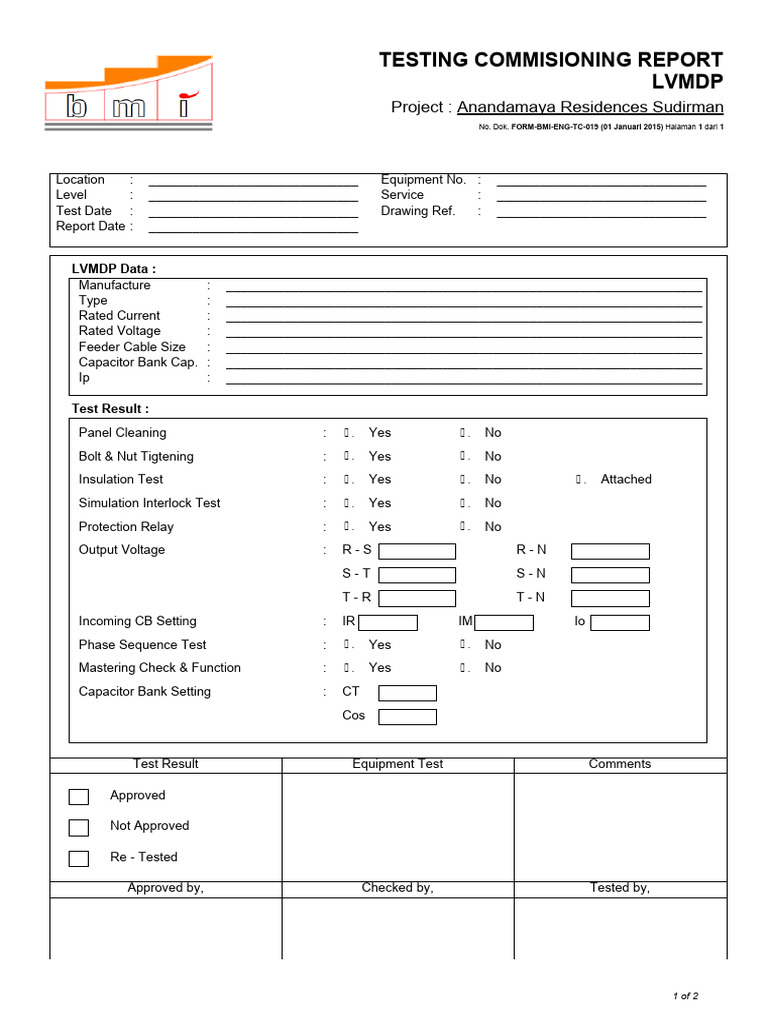 Form-Bmi-Eng-Tc-019 LVMDP | PDF | Electricity | Electronic Engineering