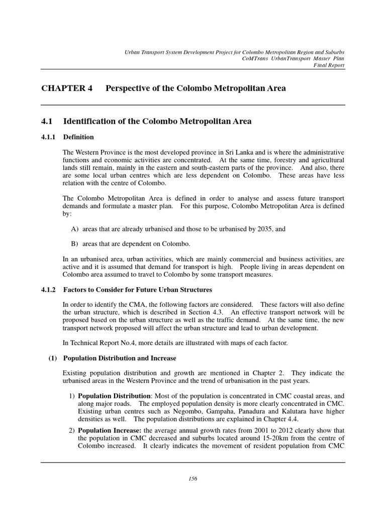 Perspective of The Colombo Metropolitan Area: 4.1.1 Definition | PDF ...