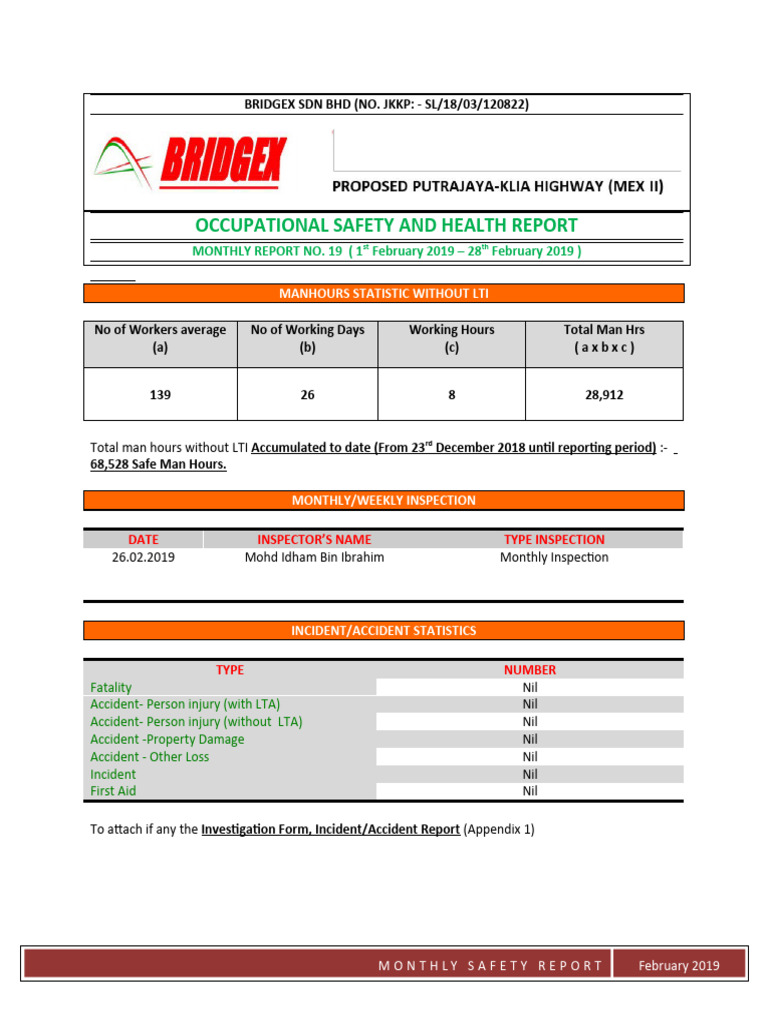 February 2019 Safety Report Summary | PDF | Occupational Safety And ...