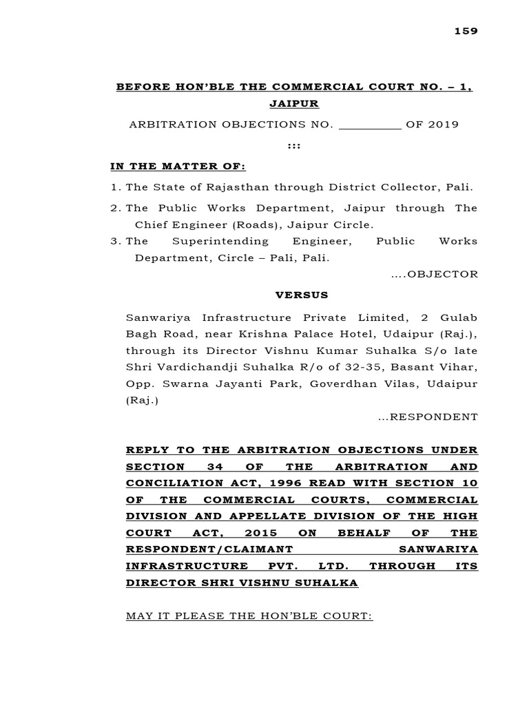 Suhalka Caste Arbitration Objections | PDF | Arbitration | Pleading