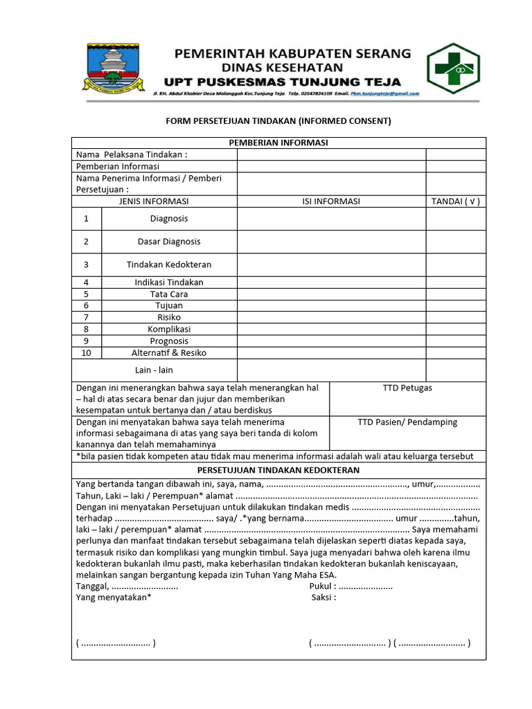 Form INFORMED CONCENT PERSETEJUAN TINDAKAN | PDF
