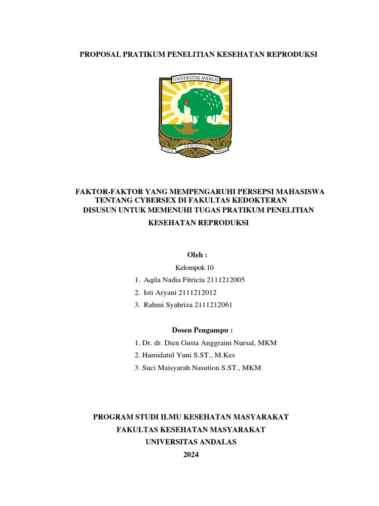 Kelompok 10 - Tugas Proposal Pratikum Kesehatan Reproduksi | PDF