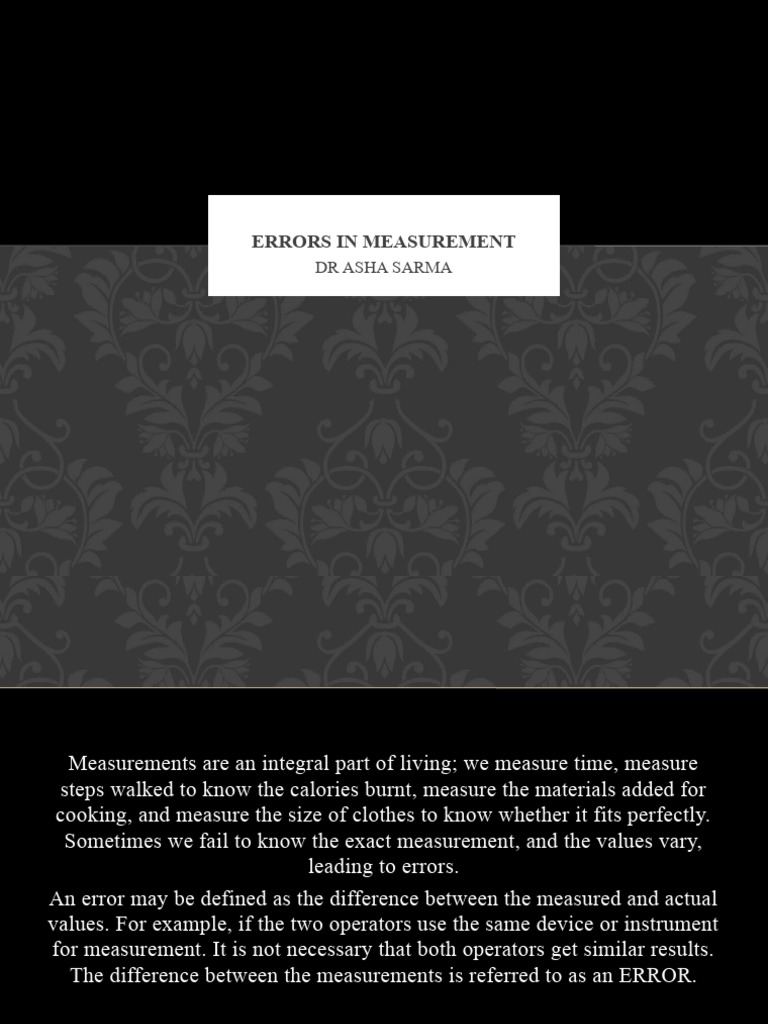 Errors In Measurement Pdf Observational Error Accuracy And Precision
