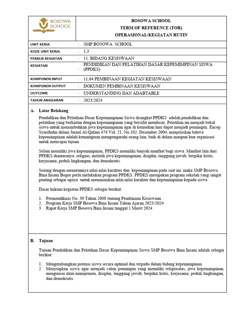 Contoh TOR | PDF | Bisnis | Seni