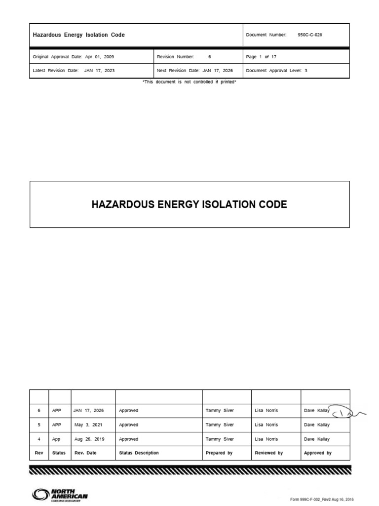 950C C 028 Hazardous Energy Isolation Code | PDF