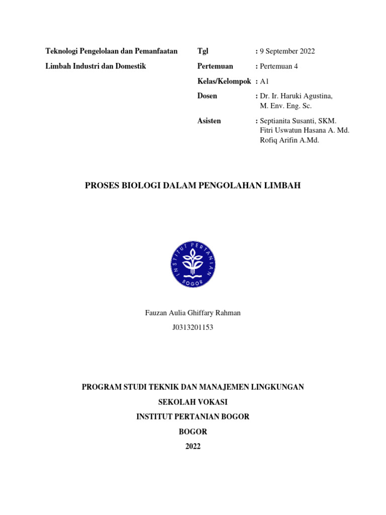 Proses Biologi Dalam IPAL | PDF