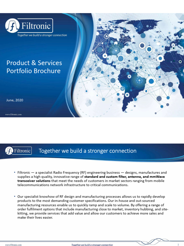 Filtronic Product and Services Portfolio Brochure 1 8343 | PDF | Microwave | Wireless
