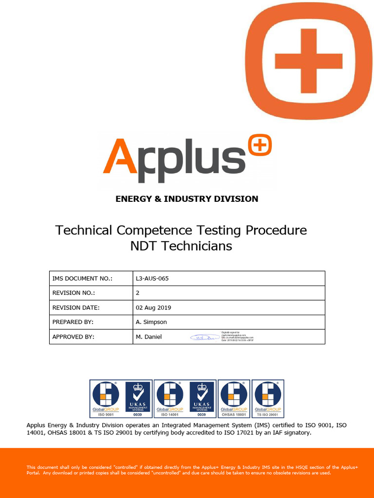 L3-AUS-065 Rev 2 - Technical Competence Testing Procedure NDT ...