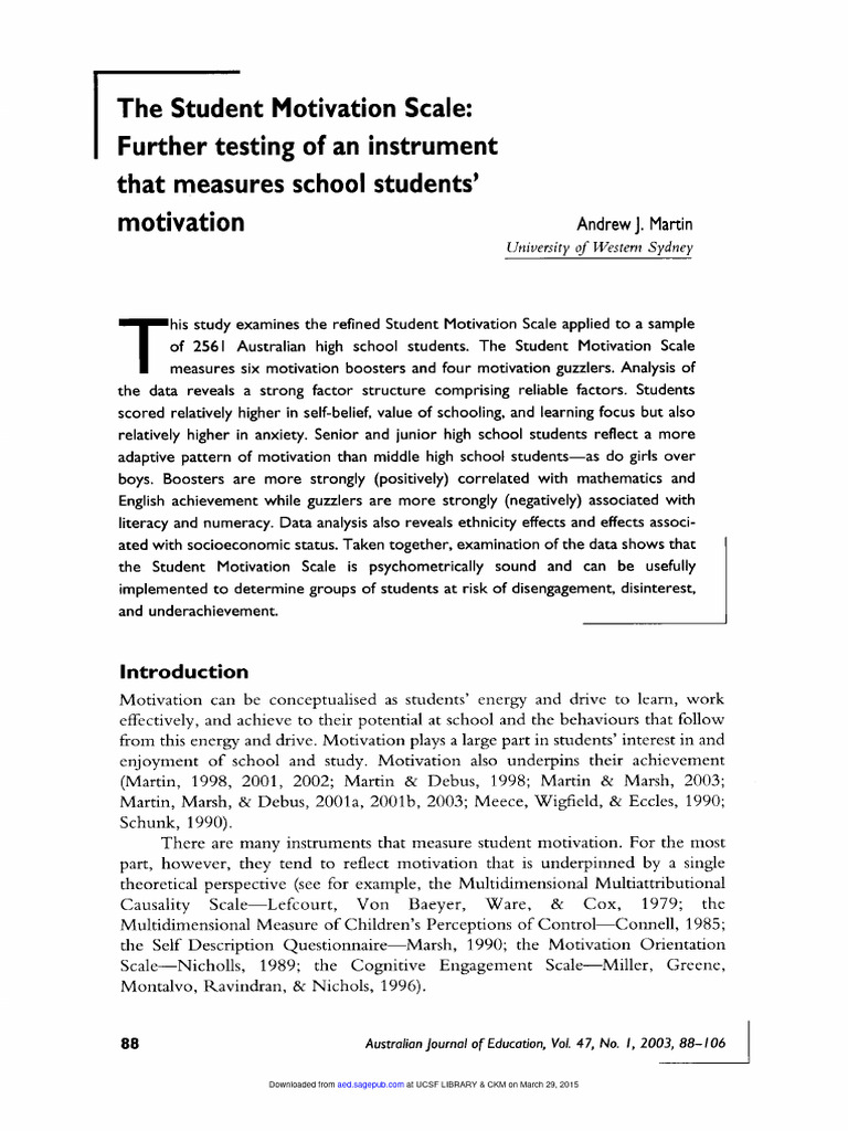 The Student Motivation Scale | PDF | Factor Analysis | Psychology
