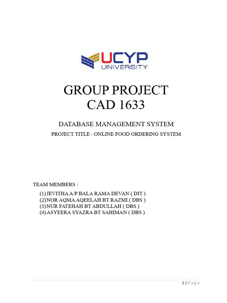 Group Project Cad 1633 (AutoRecovered) | PDF | Menu | Payments