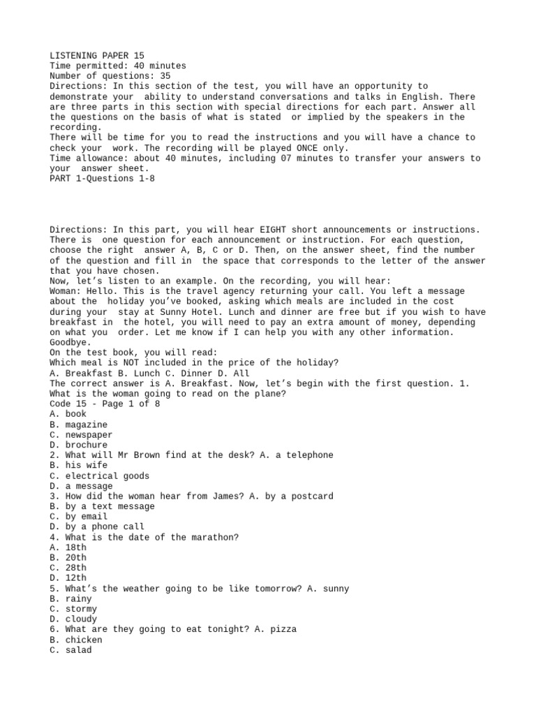 FLIC - VSTEP - Listening Test | PDF | Solar Eclipse | Meal