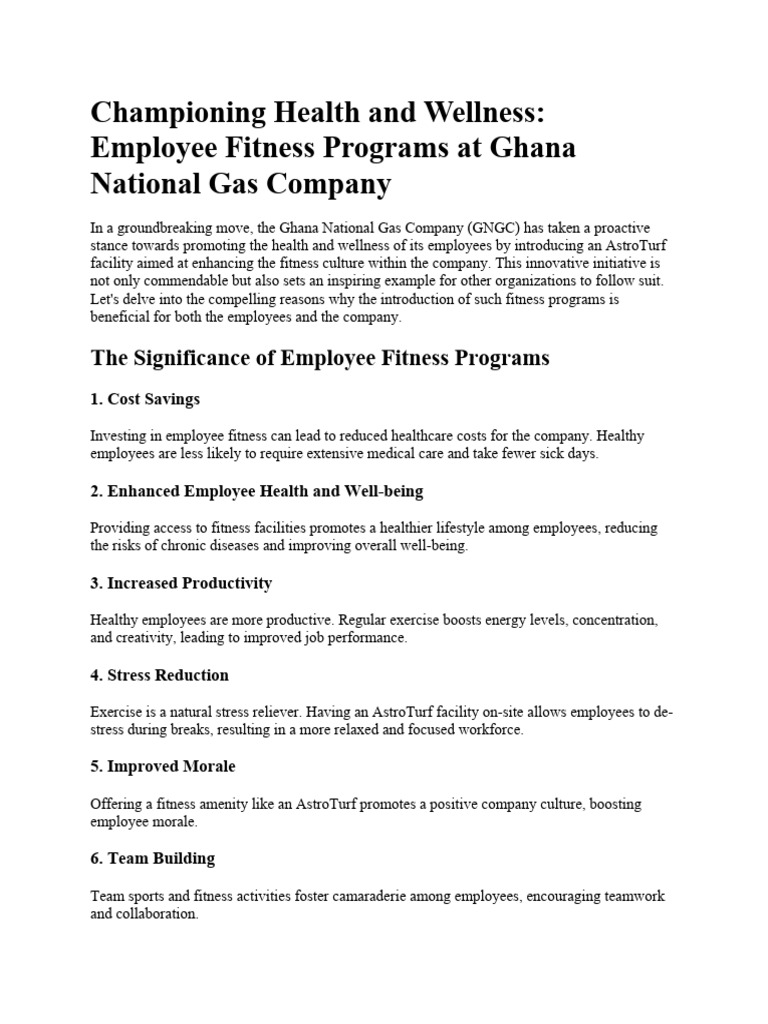 Championing Health and Wellness | PDF | Physical Fitness | Employment