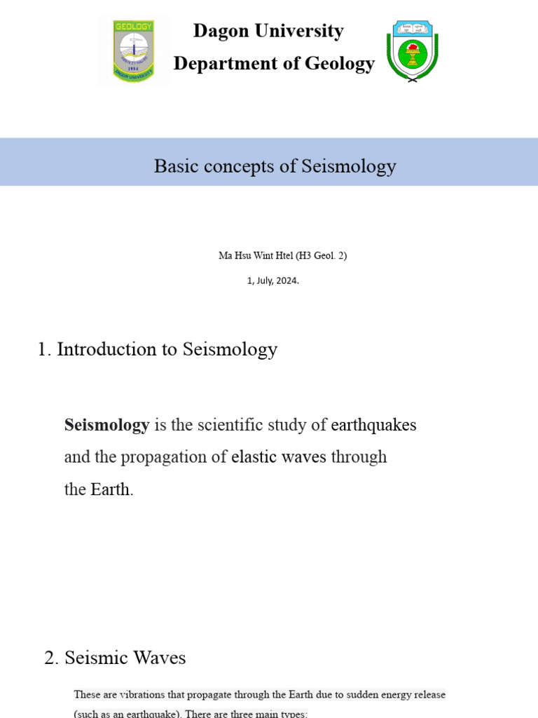 Basic Concepts of Seismlogy | PDF | Seismology | Earthquakes