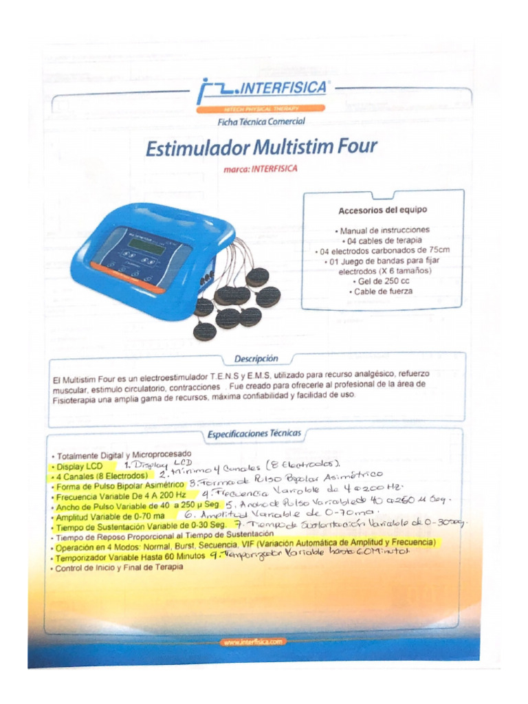 Electroestimulador Interfisica Multistim Four | PDF