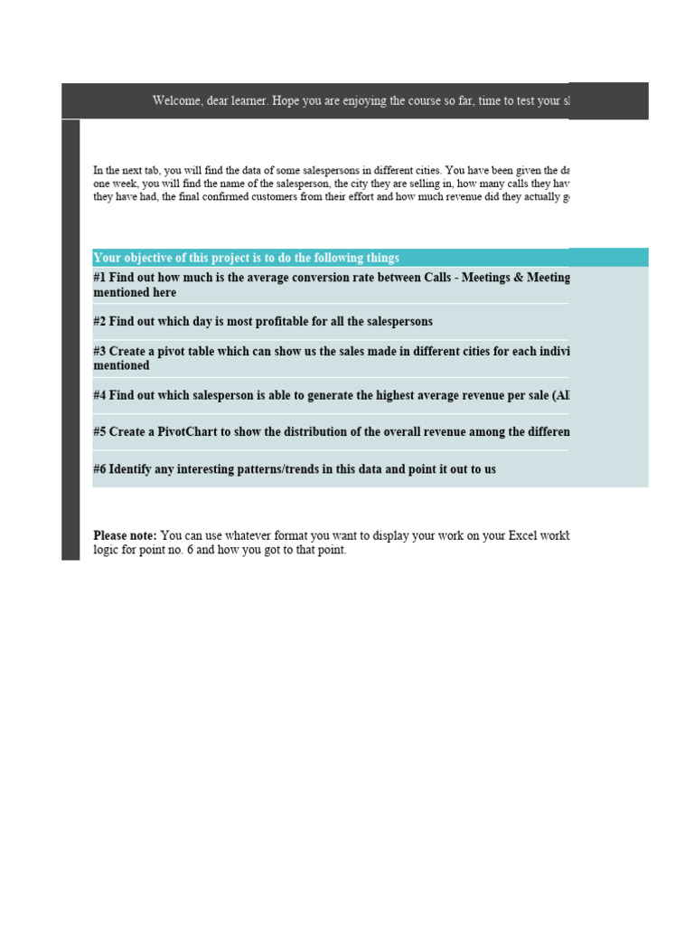 Minor Project - Excel Course | PDF | Sales | Microsoft Excel