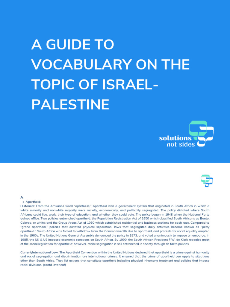 Israel-Palestine Vocab Guide | PDF | Palestinian Refugees | Israel