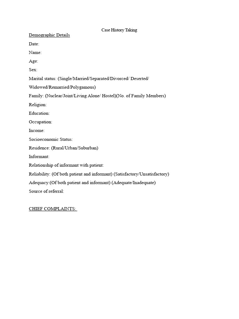 Case History Taking | PDF | Mental Disorder | Libido