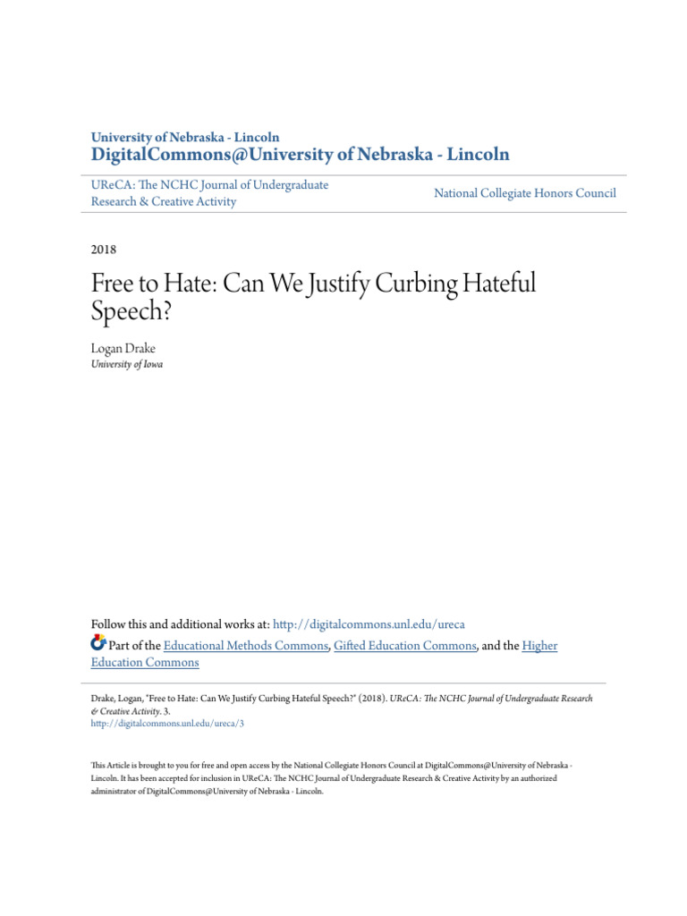 Free To Hate - Can We Justify Curbing Hateful Speech | PDF | Freedom Of ...