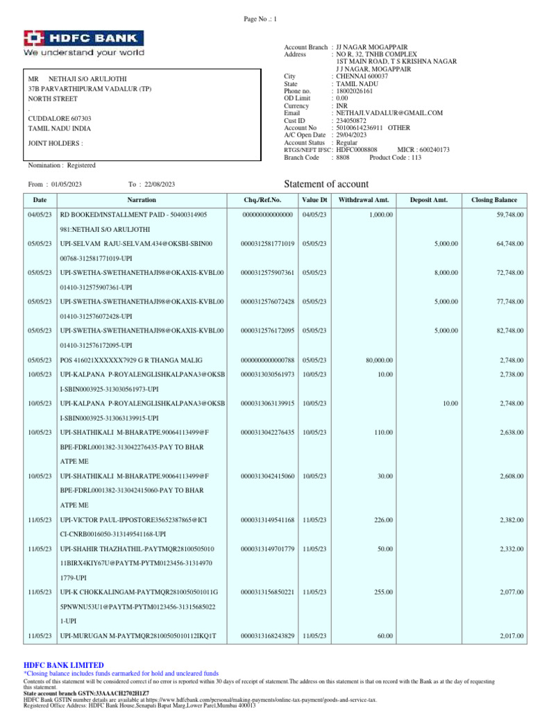 May To July Bank Statement | PDF | Service Industries | Banks