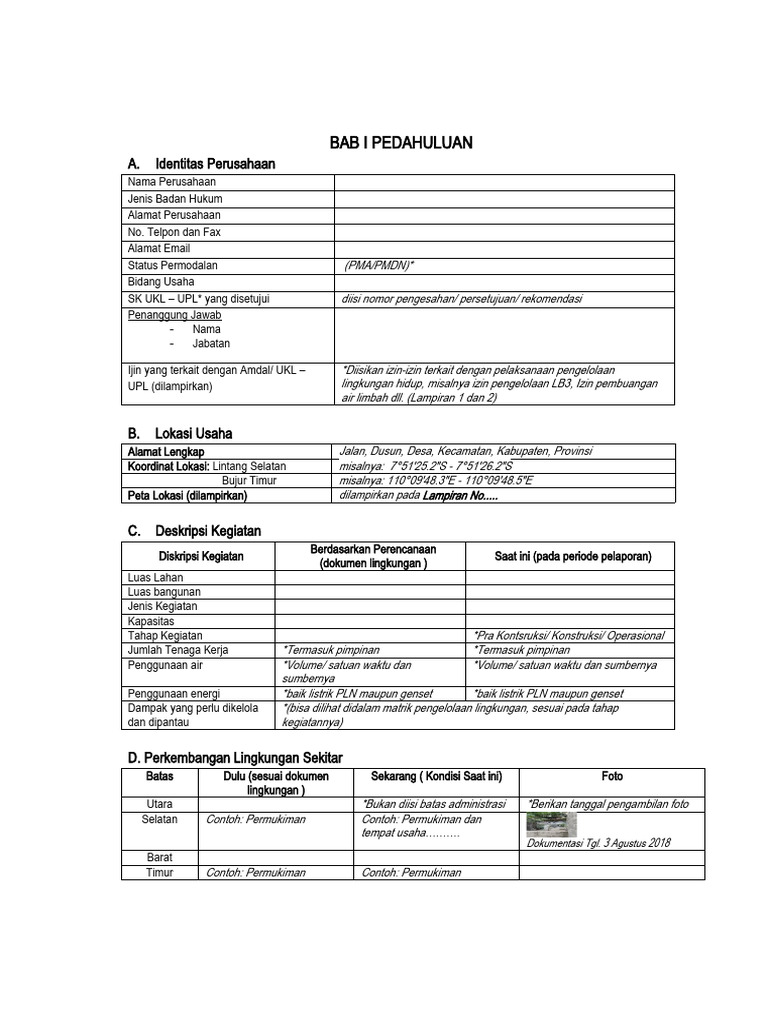 Form Laporan UKL-UPL DLH Kulon Progo | PDF