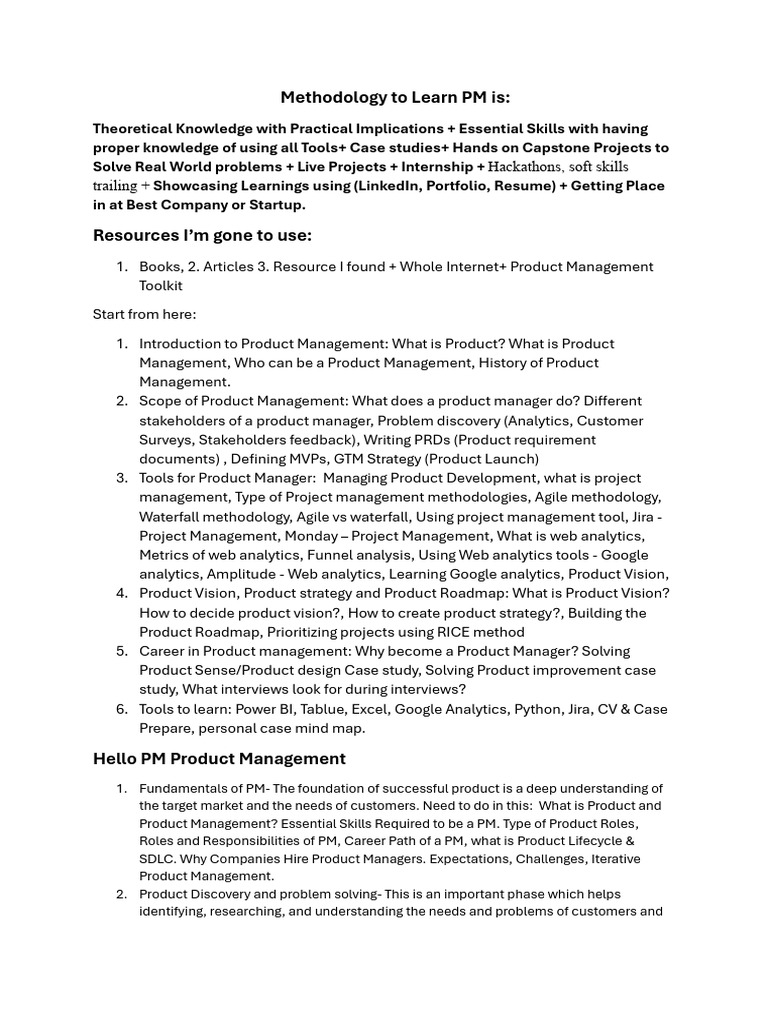PM RoadMap | PDF | Data Analysis | Strategic Management