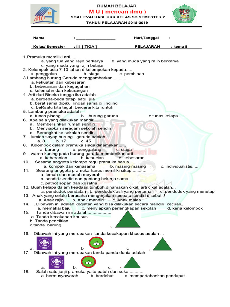 soal ukk kelas 3 tema 8 sub 1 ,2,3 - Copy | PDF