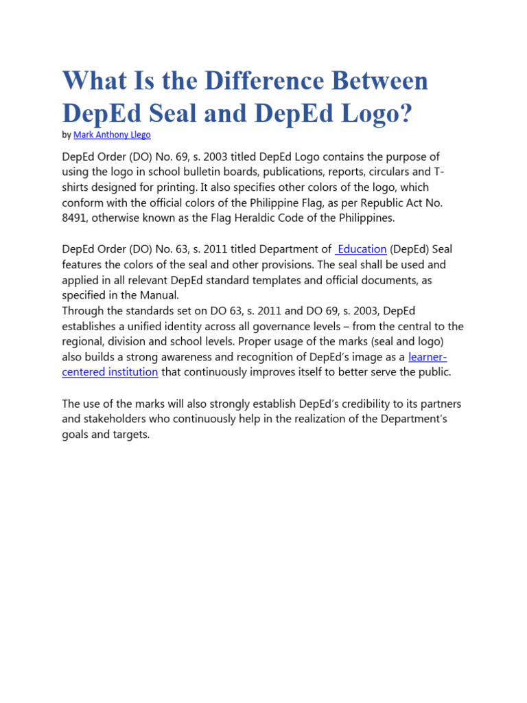 Usage of The DepEd Seal | PDF | Logos | Seal (Emblem)