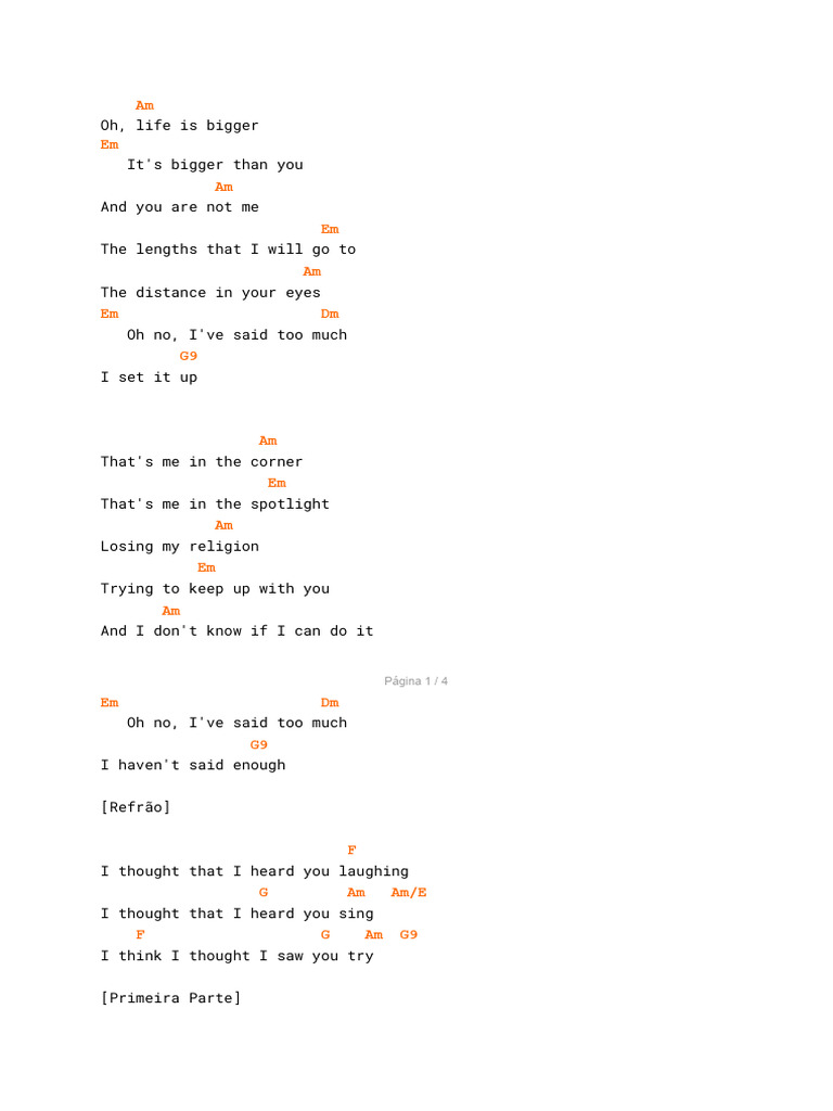 Losing My Religion Lyrics Analysis | PDF
