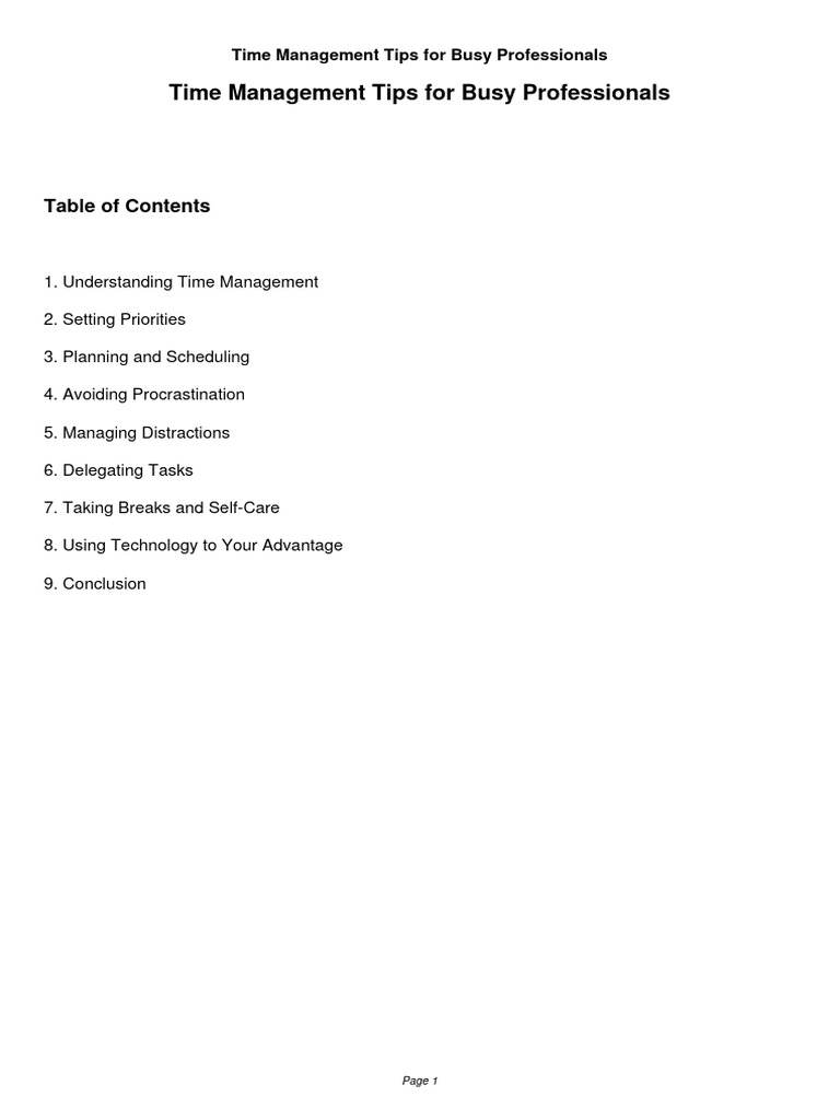 Time Management Tips for Professionals | PDF | Time Management ...