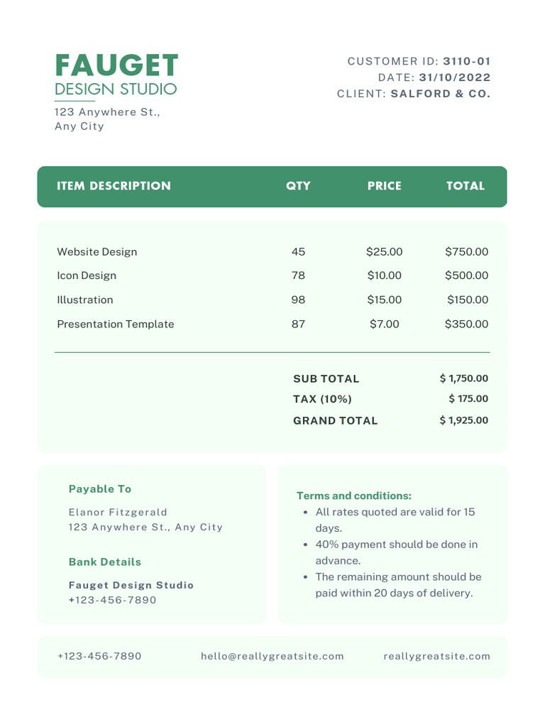 Green Black Modern Minimal Business Quotation A4 Document - 20240710 ...