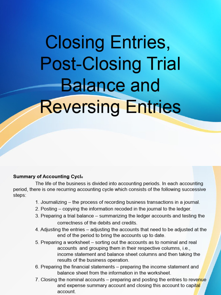 Closing Entries | PDF | Debits And Credits | Expense
