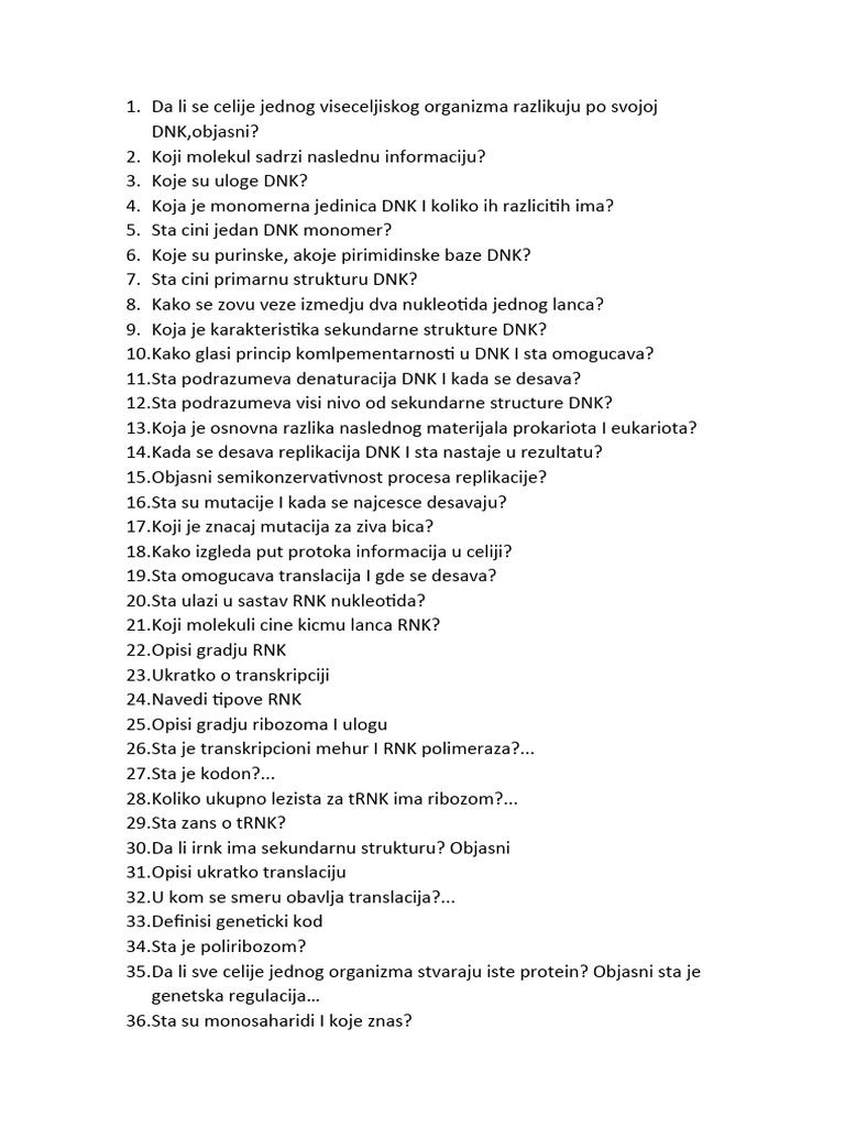 Biologija Pitanja | PDF