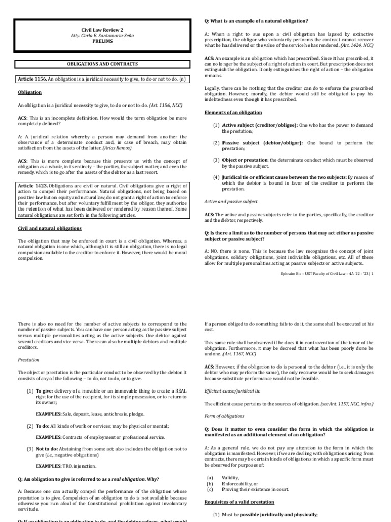 CivRev 2 - Atty. Seña - PRELIMS | PDF | Legal Concepts | Consent