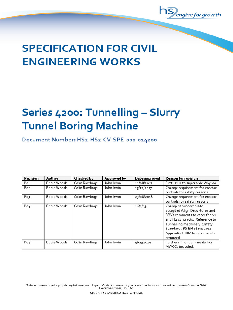 Hs2-Hs2-Cv-Spe-000-014200 (P05) | PDF | Tunnel | Specification (Technical Standard)