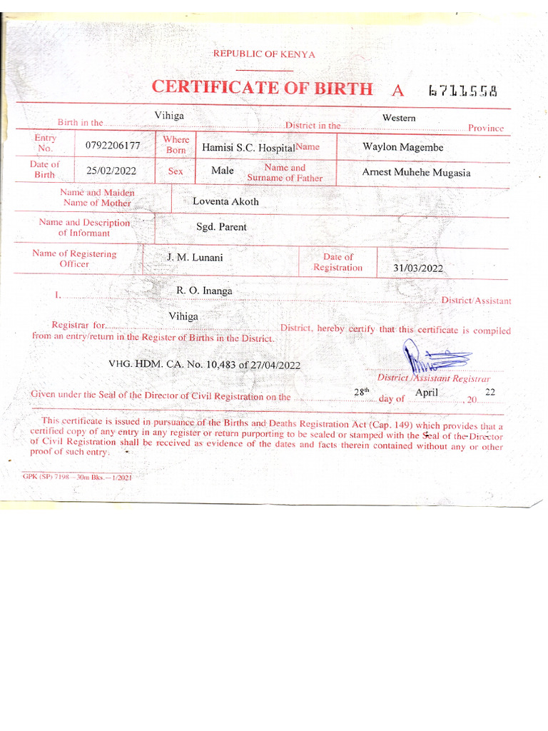 Birth Certificate | PDF