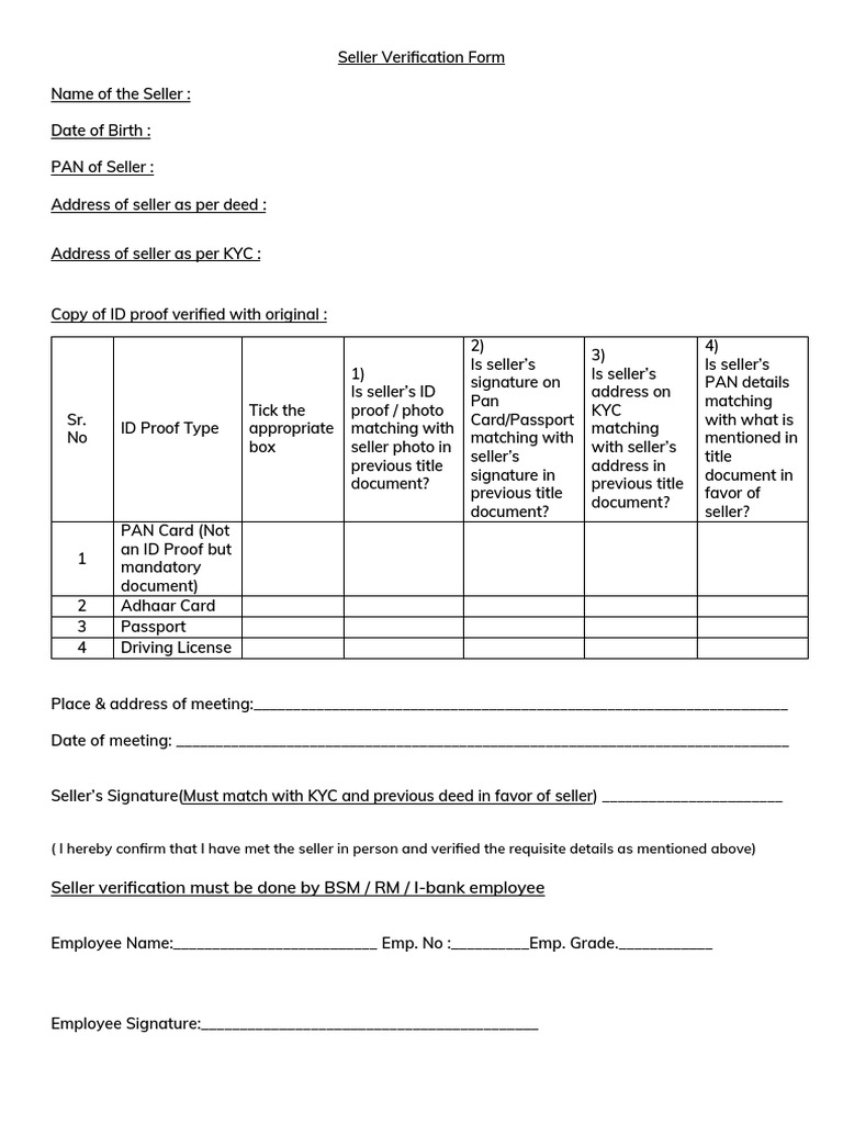 Seller Verification Form Final V6 | Download Free PDF | Applications Of ...
