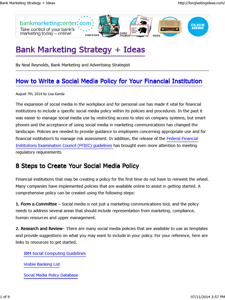 Bank Marketing Strategy + Ideas | PDF | Social Media | Popular Culture ...
