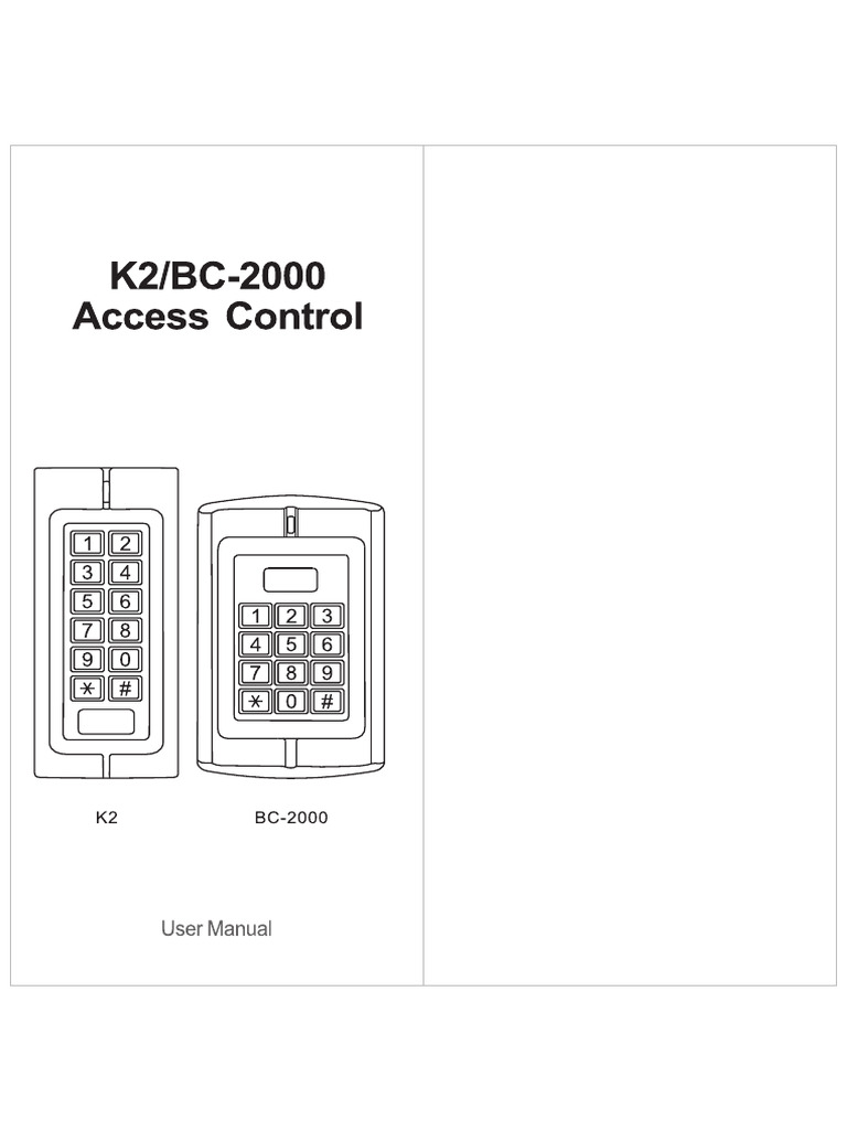 K2 BC2000 User Manual A4 | PDF | Personal Identification Number | Relay