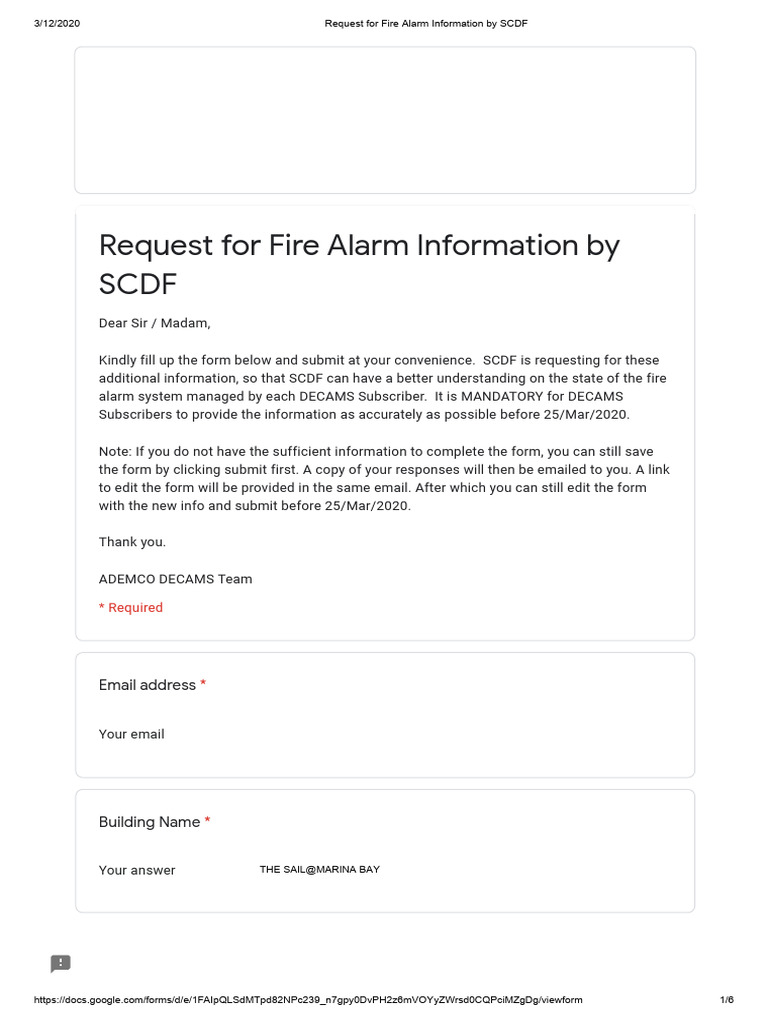 Request For Fire Alarm Information | PDF | Fire Safety | Fire Sprinkler ...