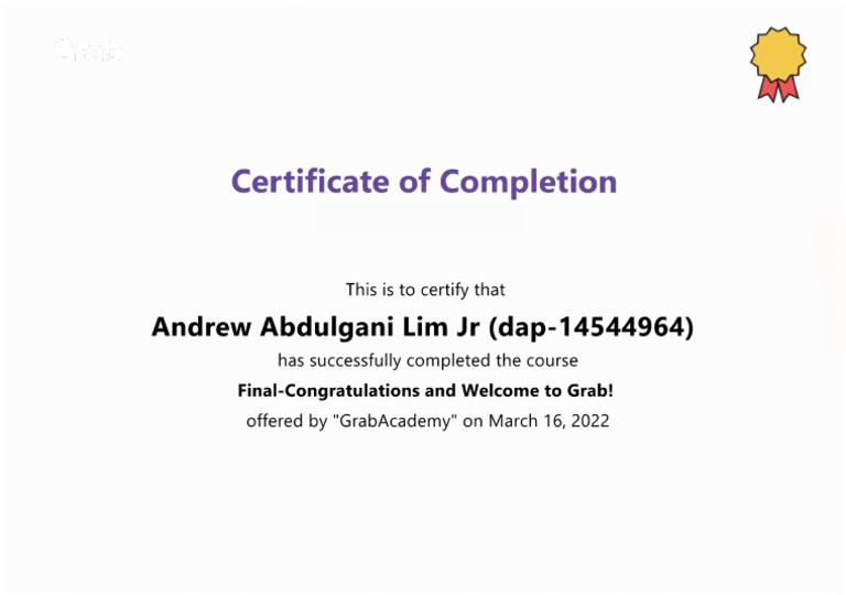 Certificate Grab Completion | PDF