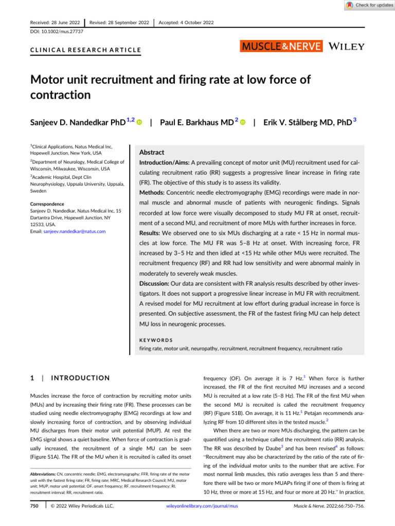Muscle and Nerve - 2022 - Nandedkar - Motor unit recruitment and firing ...