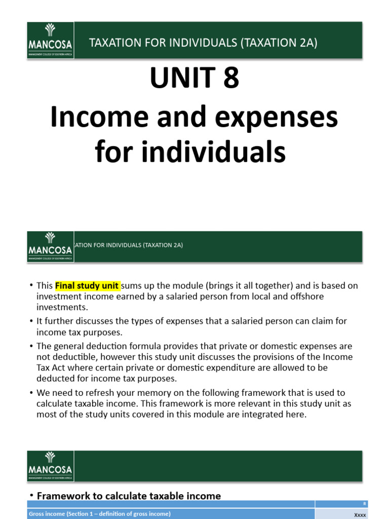 TAX 2A - UNIT 8 Webinar 7 | PDF | Dividend | Taxes